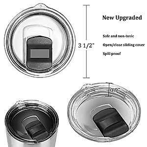 2 Pack 20 oz Magnetic Tumbler Lid with 2 Replacement Magnetic Slider for YETI Rambler, Ozark Trail Spill Proof Tumbler Cover