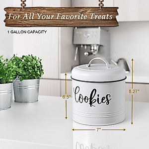 DAYYET Farmhouse Cookie Jar for Kitchen Counter, 1 Gallon Vintage Cookie Jar with Airtight Lid, Large Food Storage Container for Candy, Cookies, Dessert, Rustic Kitchen Decor and Accessories