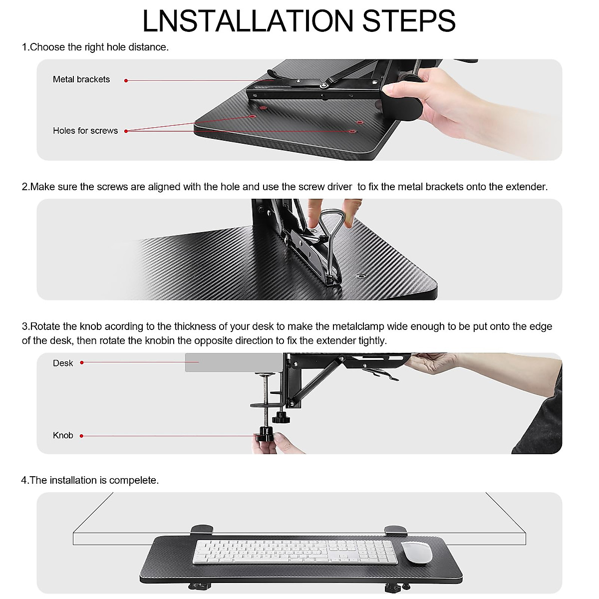 Vaydeer Ergonomic Desk Extender for Keyboard Foldable Keyboard Tray Desk Organizer