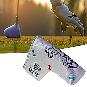 JENPECH Golf Head Cover Dust-Proof Water-Proof Accessory Dog Bone Golf Mallet Putter Head Covers Golf Thick Synthetic Leather Golf Iron Head Covers Set Headcover Fit All Brands White