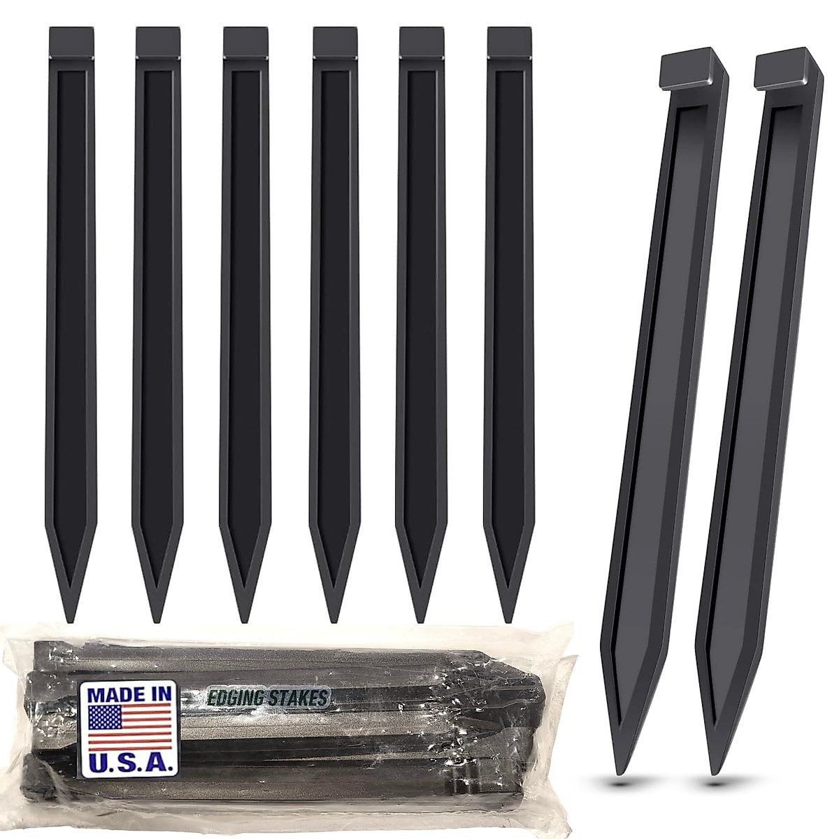 USA Made (25-Pack) Nylon Landscape Edging Anchoring Plastic Ground Stakes, 10-Inch Length - (Universal - Fits Most Brands EasyFlex Dimex Proflex) (25)