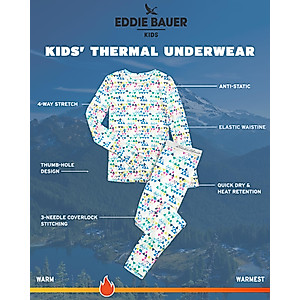 Eddie Bauer Thermal Underwear For Kids - 2 Piece Performance Base Layer Underwear Set For Boys and Girls (5-16), Size 7-8, Egret