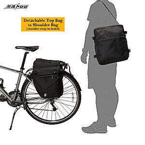 Sahoo Bike Rack Pannier Bag 3 in 1 Rear Rack Carrier Trunk Bag, Water Resistance 37L Large Capacity Bike Rear Panniers