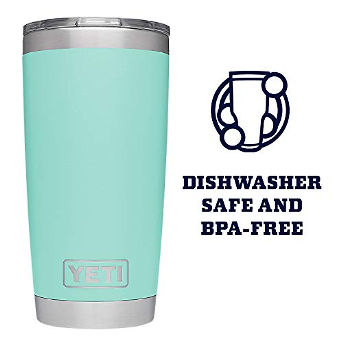 YETI Rambler 20 oz Tumbler, Stainless Steel, Vacuum Insulated with MagSlider Lid, Seafoam