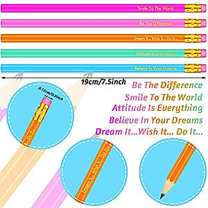 60 Pieces Inspirational Pencils Personalized Pencils Custom Wood Pencils Colorful Motivational Pencils with Inspirational Sayings for Students Teachers Adults School Office, 5 Colors