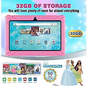 Contixo Kids Tablet - V8 7" Toddler Tablet, Ages 3-7, Android 11 Tablet for Kids, Disney Edition Pre-Installed, Parental Control, WiFi, Teacher Approved Learning Tablet for Boys Girls (Pink)
