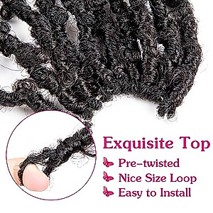 Col Bling Butterfly Locs Crochet Hair 12 Inch 8 Packs, Soft Butterfly Locs Distressed Faux Locs Crochet Hair Pre Looped Crochet Hair (12Inch 8Packs, #1B)