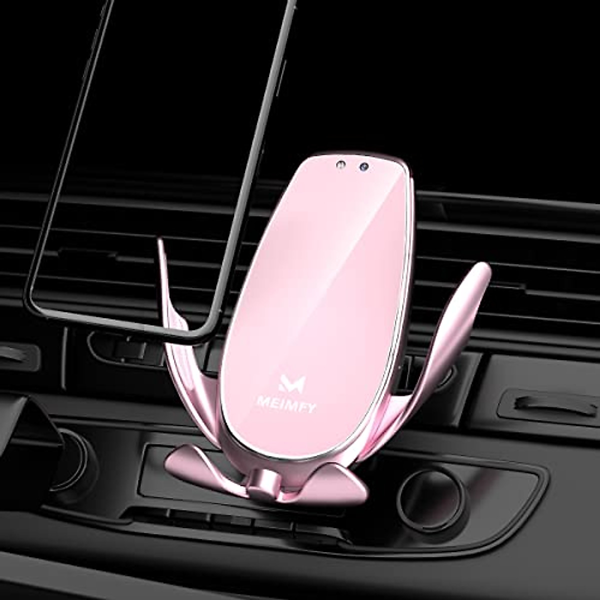 MEIMFY Wireless Car Charger Mount,Auto Clamping Air Vent Phone Holder for Car,New Upgraded Model,15W Qi Fast Charging/Magnetic DC Charging for All Mobile Phones,iPhone,Samsung,Pixel