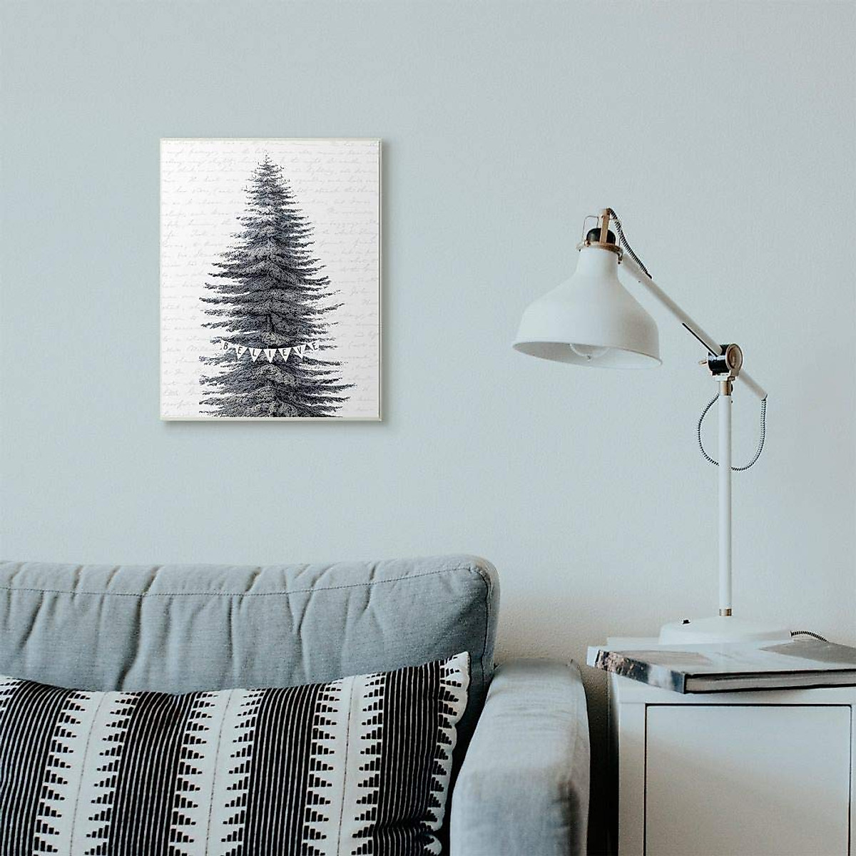 Stupell Industries Snow Covered Christmas Tree Believe Holiday Word Design Wall Plaque, 13 x 19, Multi-Color