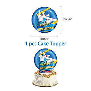 Bowling Theme Party Supplies Set Including Bowling Happy Birthday Banner, Bowling Cake & Cupcake Toppers, Bowling Balloons, Bowling Party Decorations for Kids Adults Teens