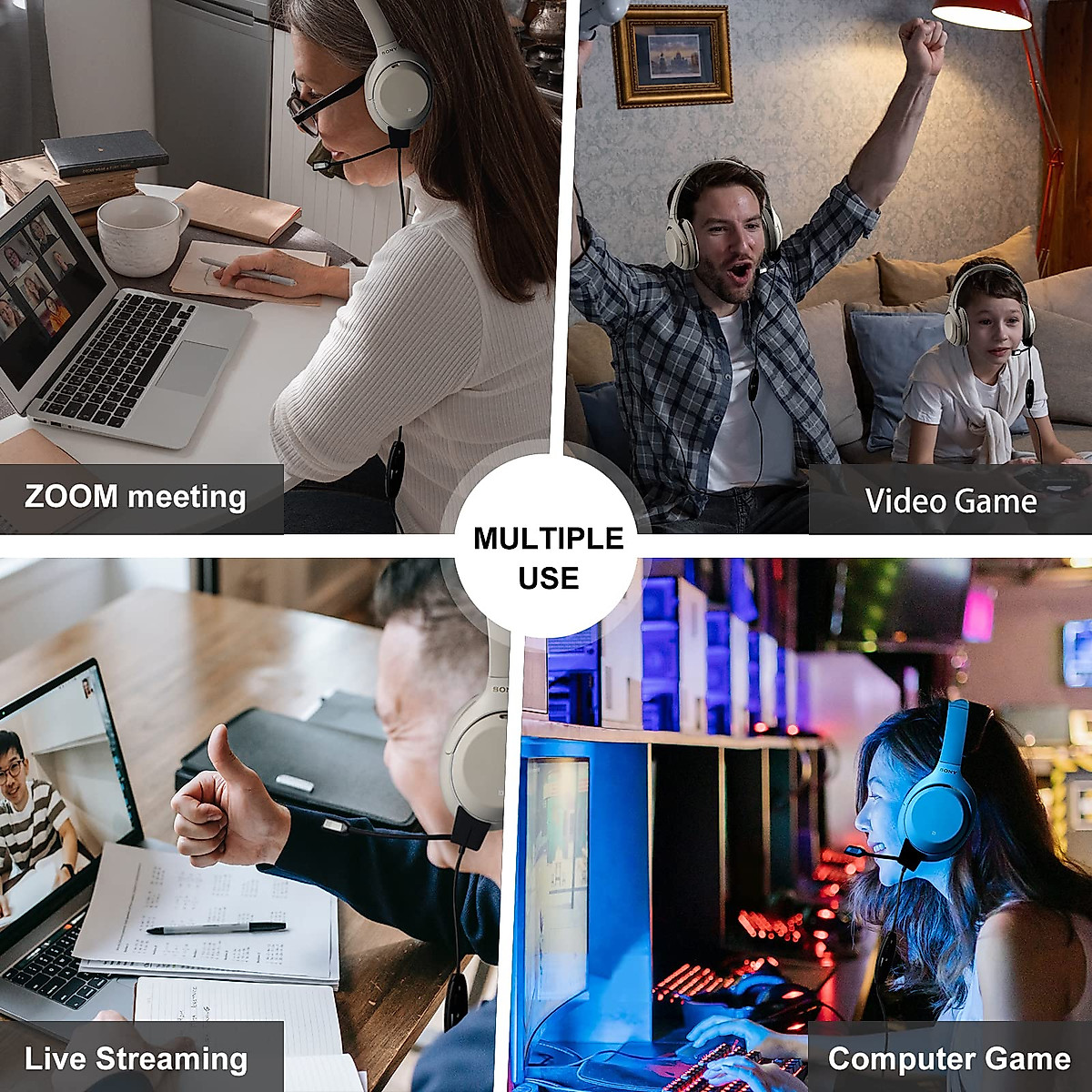 FULAIM Boom Microphone Cable Compatible with Sony WH-1000XM4 & WH-1000XM3 Headphones with Volume Control & Mute Switch for PC, Laptop, PS4 PS5 Xbox One Controller (Renewed)