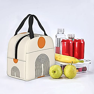 Echoserein Abstract Boho Art Simple Modern Aesthetic Lunch Bag Insulated Lunch Box Reusable Lunchbox Waterproof Portable Lunch Tote For Women Men Girls Boys