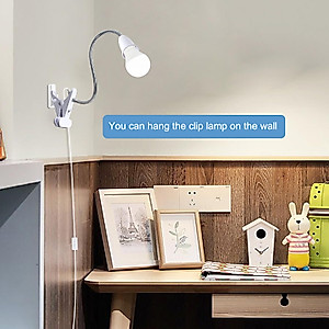 Clamp Light Socket,Clip Desk Lamp Socket,Clip Bulb Desk Lamp,Desk Light Adapter with Flexible Gooseneck,Clip on Light Socket with on/Off Switch,E26/E27 Clamp Light Bulb Stand (1PC)