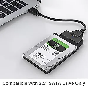 EYOOLD SATA to USB 3.0 Adapter Cable for 2.5 inch Hard Drive HDD/SSD Data Transfer, External Hard Drive Converter Support UASP (Black)