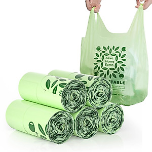 AYOTEE 125 Count 2.6 Gallon Compostable Small Trash Bags with Handles, 15 Ounce Capacity, Ideal for Kitchen, Office, Bathroom, and More