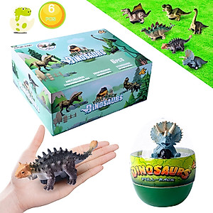 CYURMJUN Dinosaurs Eggs Toys for Kids, Eggs Filler Dinosaur Pull Back Cars Toy, Dino Vehicles Toys for Boys Girls Birthday Gifts(6Pack)