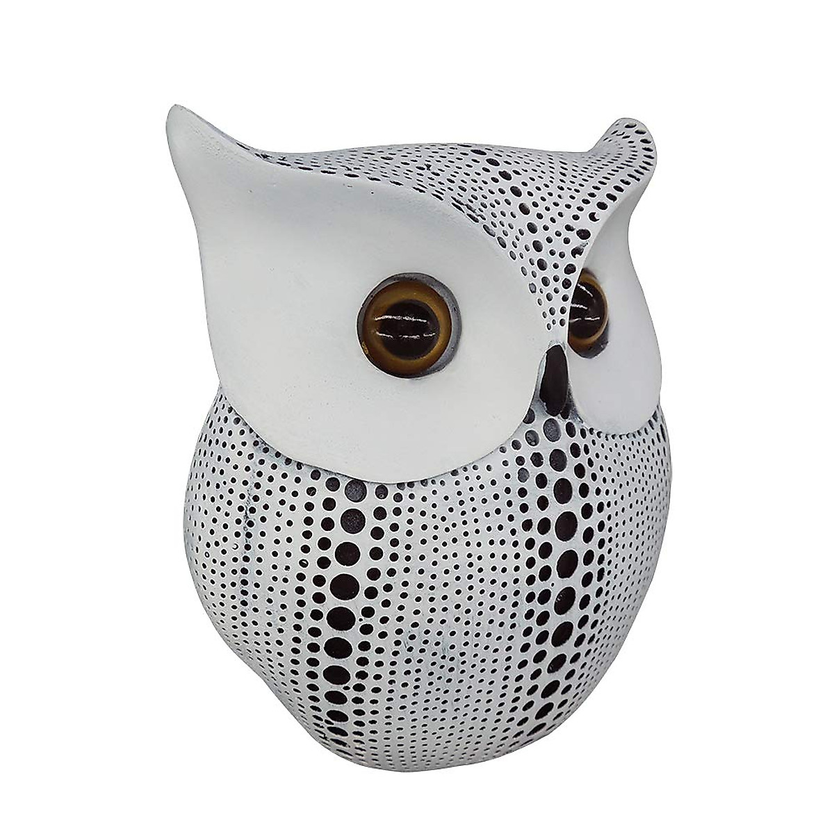 Artgenius Dots Owl Statue,Small Animal Owl Figurines for Home Office Decor (White)