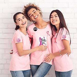 Whaline 8Pcs Breast Cancer Awareness Gifts Set for Women Survivor with Pink Ribbon Gift Box Tumbler Bracelet Makeup Bag Greeting Card Badge Socks for Hospital Fundraising Supplies