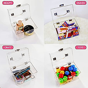 KIRIYUUKI Plastic Square Storage Bin-Cabinet,Plastic Box Gift Box Portable Vanity Organizer with Secure Lid and Handle (1 Clear Box)
