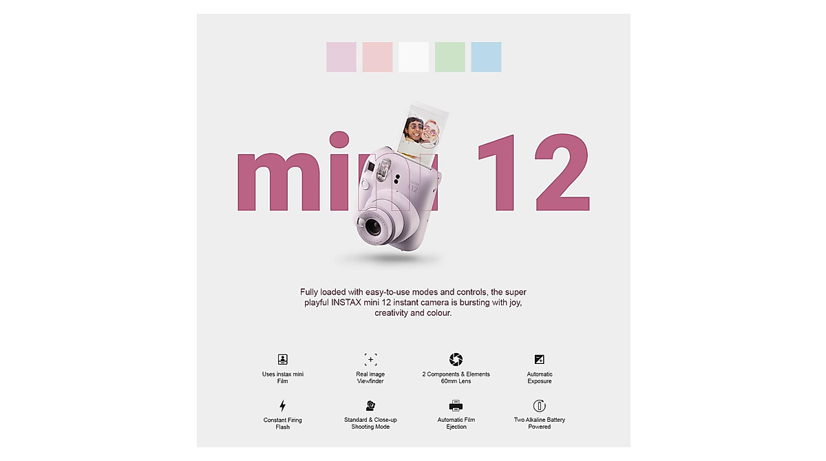 Fujifilm Instax Mini 12 Camera Kit - Pastel Blue + Film & Case