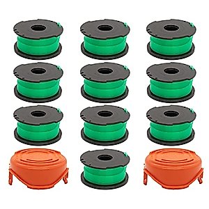 IVONNEY SF-080 Replacement Spool for Black and Decker Trimmer Spool Compatible with GH3000 LST540 LST540B GH3000R, 20-Foot 0.08-Inch Auto Feed Trimmer Line (10 Pack with 2 pcs 90583594 Caps)