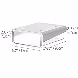 Hidden Small Slide Out Drawer Tray Storage Under Desk/Table Organizer with Handle to Pull and Double Self-adhesive, Extra Drawer for Home, School, Office, Table, Cabinet, Shelf, Clear