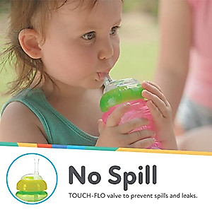Nuby 3 Piece Girl No-Spill Cup with Flex Straw, 10 Ounce