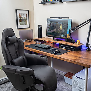 Homall Computer Racing Style Pu Leather Ergonomic Adjusted Reclining Video Gaming Single Sofa Chair with Footrest Headrest and Lumbar Support (Black)