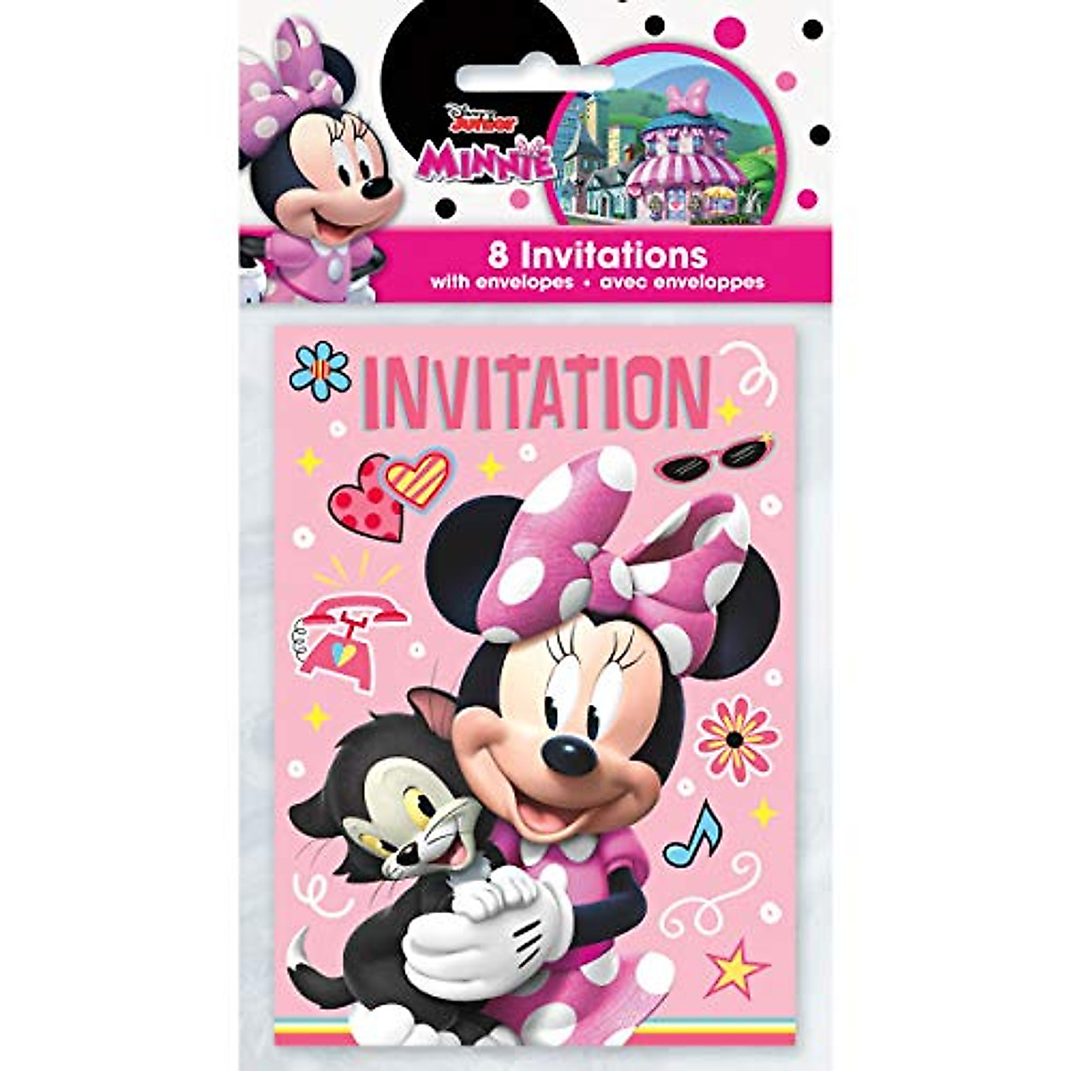 Unique Minnie Mouse Birthday Party Supplies Bundle Pack includes Party Invitations with Envelopes - 16 Count