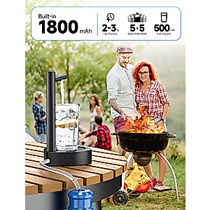 REJOMINE Water Dispenser for 5 Gallon Bottle, Smart 7 Levels Water Dispenser Countertop for Universal Bottles, Portable Desktop Water Pump for Outdoor, Automatic Water Jug Dispenser with Silicone Hose