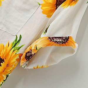 GDJGTA Men's Hawaiian Shirt Casual Colorful Sunflower Print T-Shirt Buttons Lapel Top Short Sleeve Tee Loose Blouse