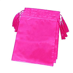 Ali Pearl Silk Satin Wig Bags, 3 Pcs Pink, Drawstring Closure, Rectangular, Elegant and Portable, Wig & Hair Extension Storage, Travel