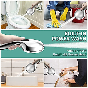 High-Pressure 9-Setting Handheld Shower Head Set- Extra Long 6 ft Durable & Flexible Stainless Steel Hose - Adjustable Brass Bracket | Anti-Clog Nozzles| Enjoy Spa Experience Shower Chrome