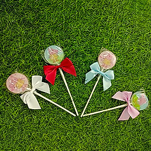 AKLVBL 25 Pack Set Satin Ribbon Bows Pretied Bows with Sticky Gel Pads for Treat Bags, Gift Bags, Bakery Candy Bags and Package Decorating or Gift Decorating (Red)