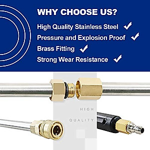 LadyRosian 9pcs Pressure Washer Wand Extension - 10ft Replacement Lance with 6 Spray Nozzle Tips - 1/4''Quick Connect, 45° 90° Curved Rod, 4000PSI