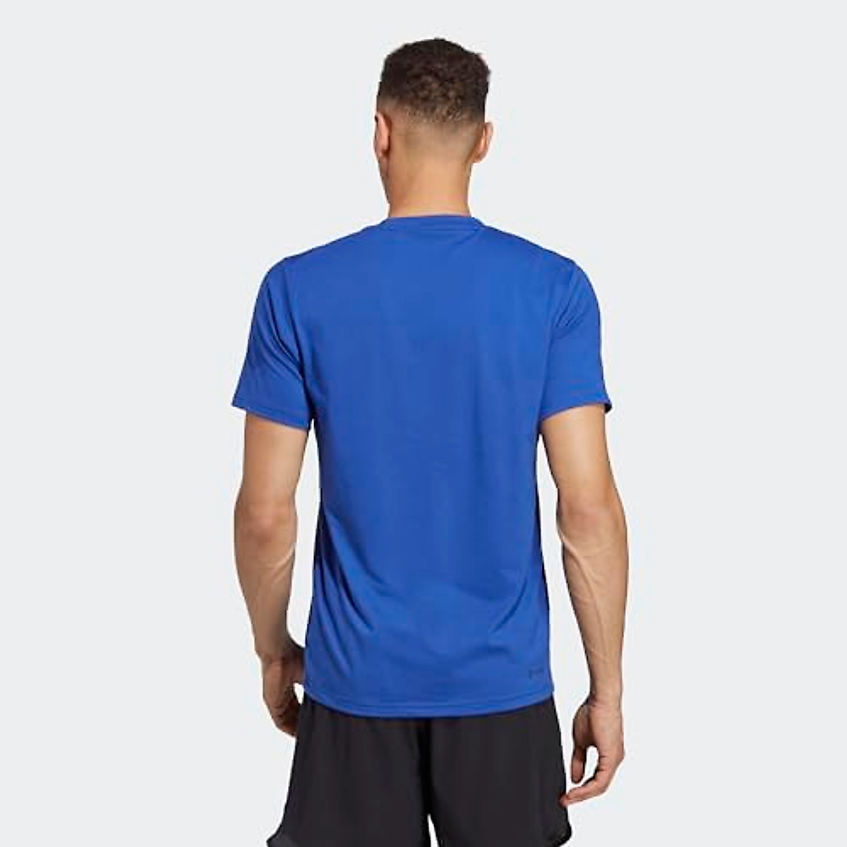 adidas Men's Essentials Feel Ready Training T-Shirt, Lucid Blue/Semi Lucid Blue/Black, Large