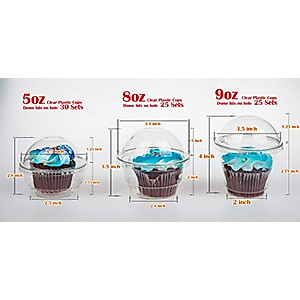 Golden Apple, 8oz-25sets Clear Plastic Cups for Ice Cream, Dessert Cups,Snack Bowl with Dome lids no Hole