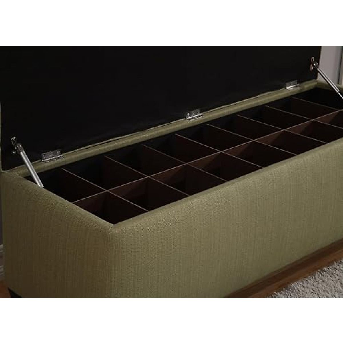 The Sole Secret Diamond Tufted Shoe Ottoman Storage Bench for Bedroom or Entryway, Adjustable Wooden Inserts, Stores up to 36 Pairs, Easy-Open Hinged Lid, Large, Candice Ivy