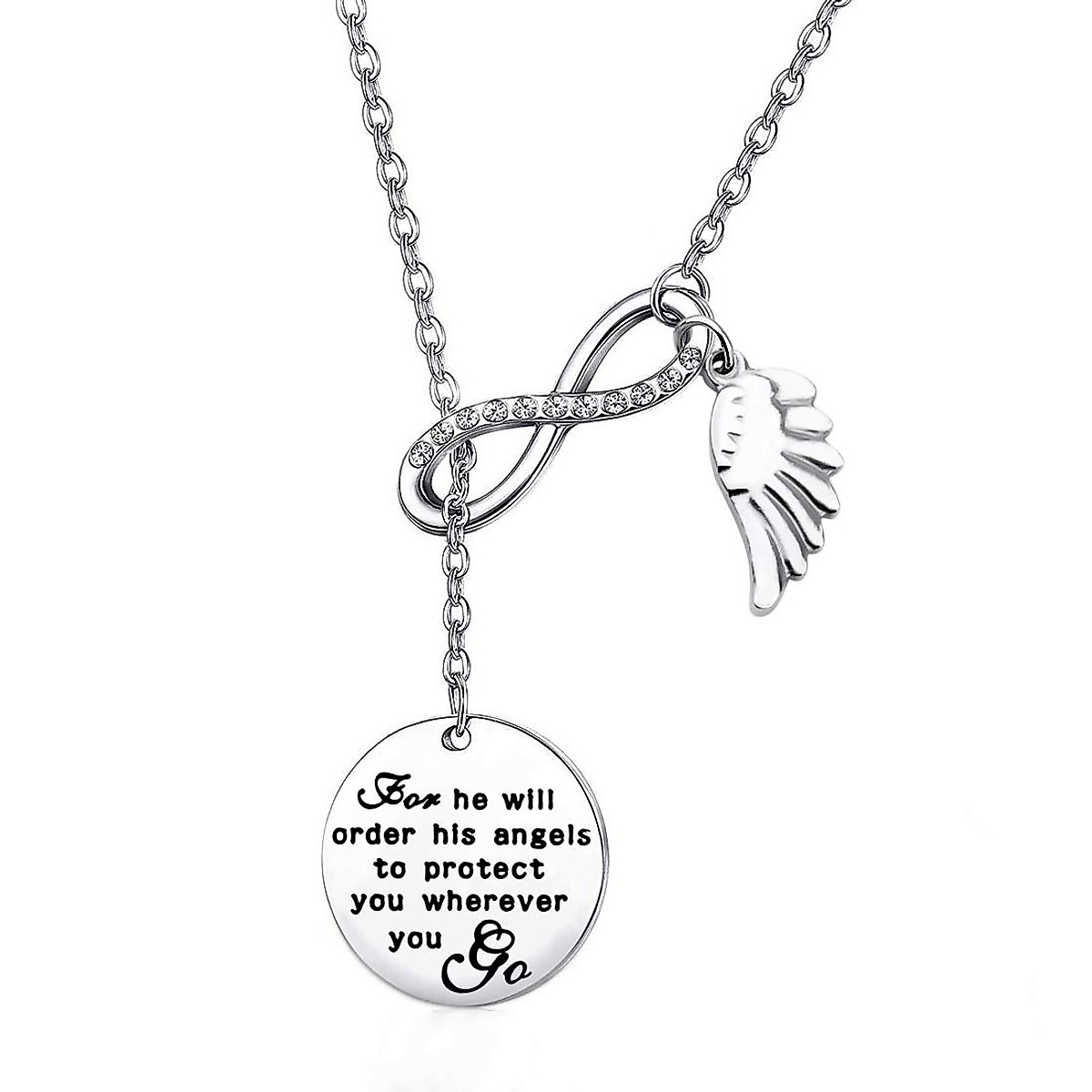 CHOORO Bible Verse Keychain For He Will Order His Angels to Protect You Wherever You Go Religious Jewelry Christian Gift (for he will order yn)