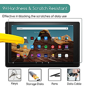 2-Pack Tempered Glass Screen Protector for Amazon Fire HD 10 Tablet 10.1" (7th / 9th Generation, 2017/2019 Release), Tempered Glass Film,Not fit Fire HD 10 2021 Version