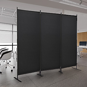 JAXPETY Room Divider Panel 6Ft Privacy Screen Wall Divider 88" W x 73" H Dividers for Room Separation Folding Portable Freestanding Room Partition for Office, Black