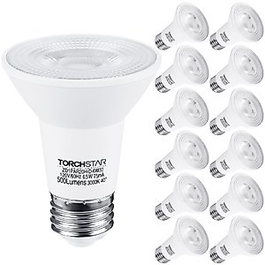 TORCHSTAR 12-Pack PAR20 LED Bulbs, CRI 90+ Dimmable 500 LM LED Spotlight Bulb, 3000K Warm White, UL & Energy Star Listed, 6.5W 50 Watt Equivalent, 40 Degree Beam Angle, E26 Medium Base