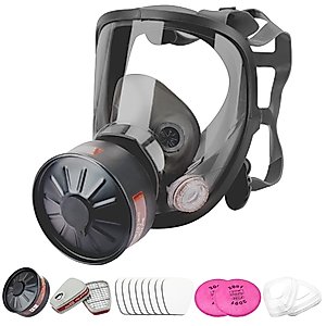 AiliveSun [Full Face Respirаtor] Reusable Respirator Mask with 40mm Activated Carbon Filter for Industrial, Welding, Polishing, Chemical Handling, Painting