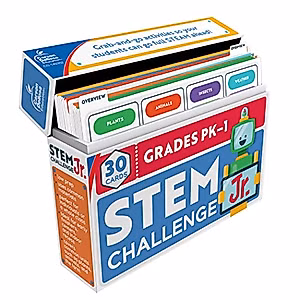 Carson Dellosa STEM Challenges, Jr. Learning Cards, 31 pc. Science Kits for Kids 4-6, STEM Kits for Kids 4+ Year Old, PreK-Grade 1 Hands-On Activity Cards for Plants, Animals, Weather and More