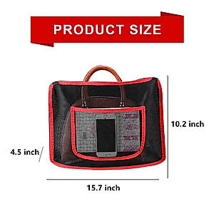 GKmow 2 PCS Car Storage Mesh Pocket Between Two Seats, Hanging Car Storage Organizer, Rear Seat Pet Child Mesh Barrier, Universal Mesh Storage Bag for Most Cars (Red #Upgrade Model)