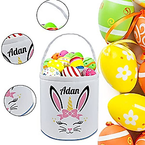 Personalized Easter Basket Custom with Name Customized Candy Egg Easter Buny Tote Bags Carry for Girls Boys Happy Easter Gift Decorations