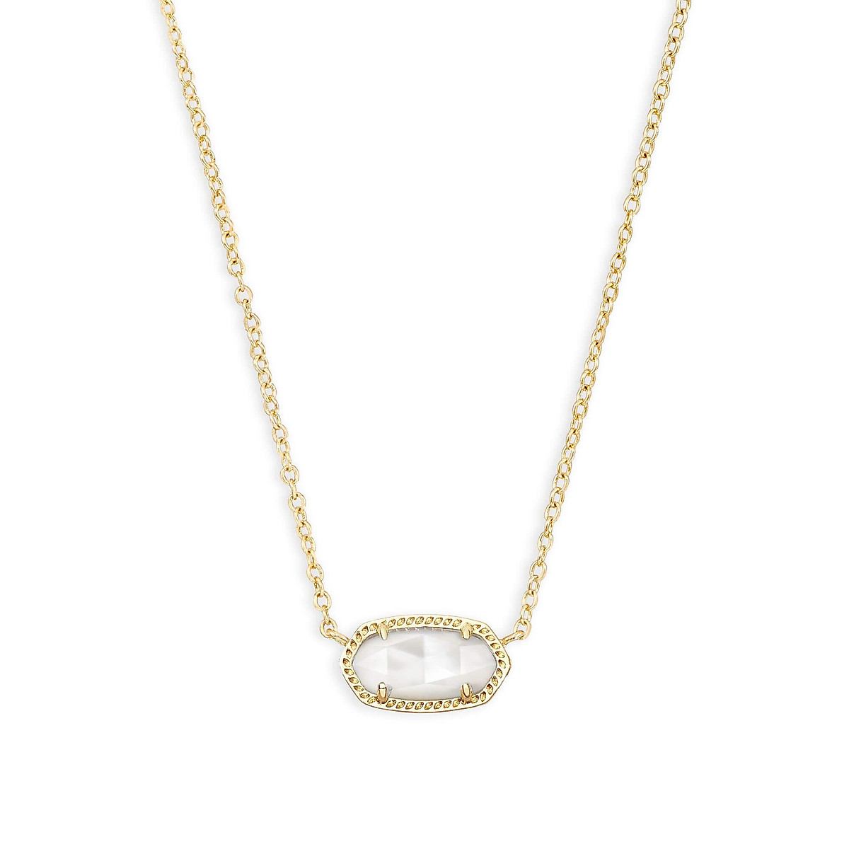 Kendra Scott Elisa Short Pendant Necklace for Women, Dainty Fashion Jewelry, 14k Gold-Plated, Ivory Mother of Pearl