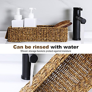 UPINFREESmall Wicker Baskets, Wicker Toilet Basket Tank Topper，Toilet Paper Basket for Back of Toilet Tank Top, 1-Pack