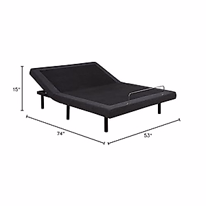 Adjustable Comfort Upholstered Adjustable Bed Base with Massage, Wireless Remote, Three Leg Heights, and USB Ports-Ergonomic, Full, Black