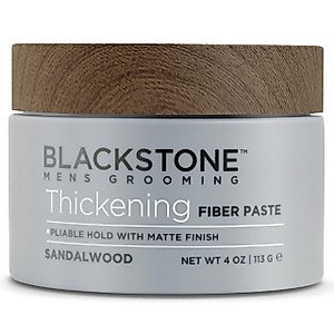 Blackstone Men's Grooming Thickening Fiber Paste Gel for Hair Styling - Adds Volume with Pliable Hold & Matte Finish | Paraben & Cruelty Free | Made in USA, Sandalwood (4 oz)